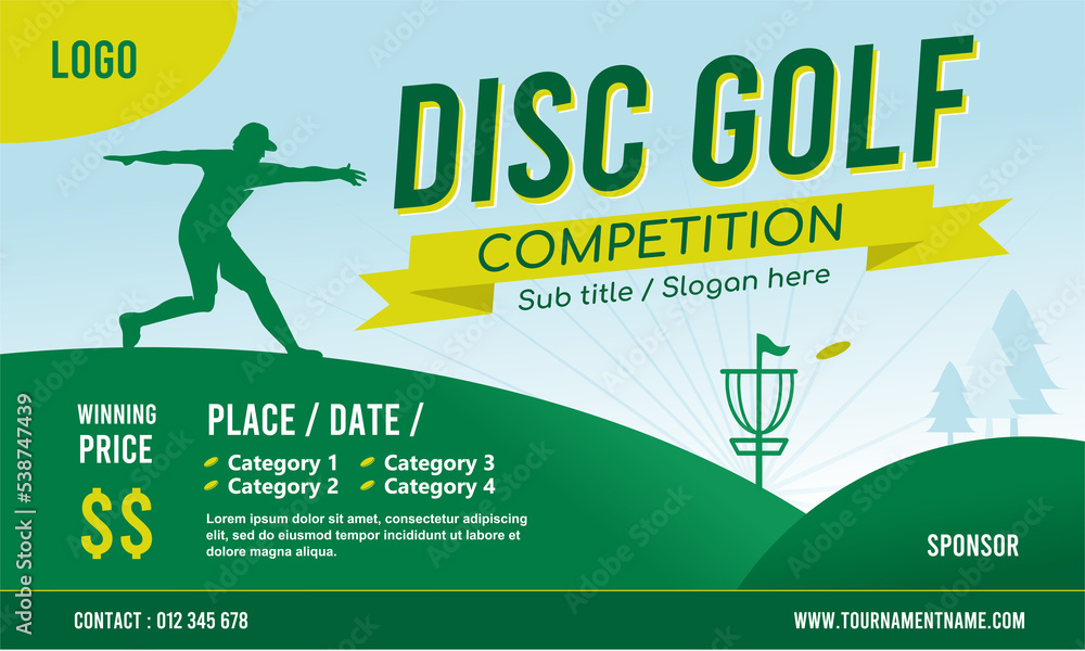 Great bright Discgolf competition poster that easy to attract people ...