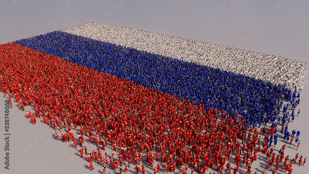 Russian Flag formed from a Crowd of People. Banner of Russia on White ...
