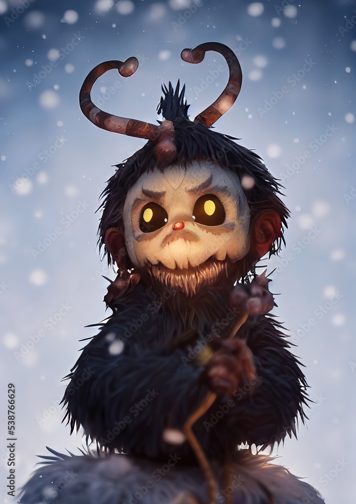 3D Rendered computer-generated holiday Krampus for the 2022-2023 Winter ...