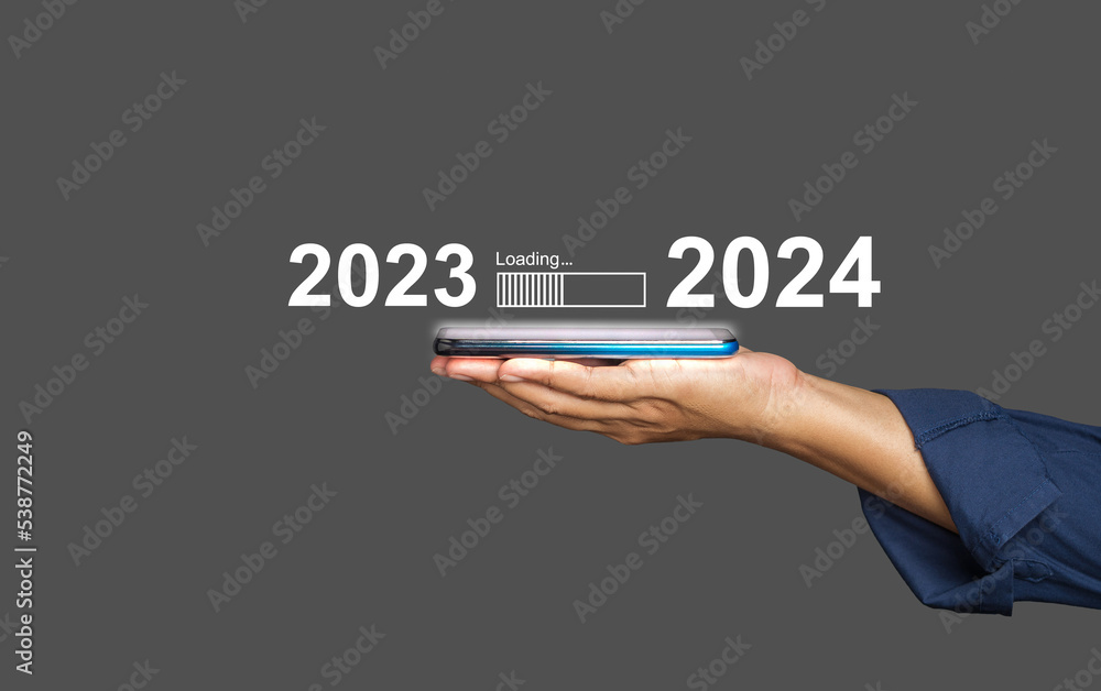 Countdown to 2024. The virtual download bar with loading progress bar ...