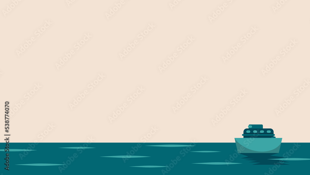 cruise ship sailing on the ocean with blank background for text ...