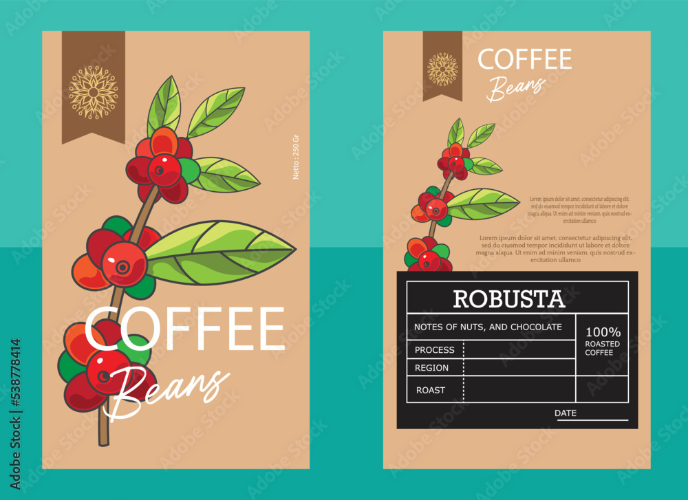 coffee label packaging of drawing and vector. coffee banner for ...