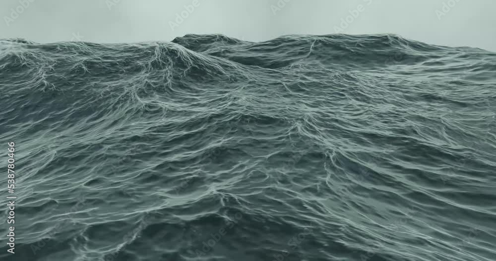 3d render of choppy rough sea with waves in storm water. Stock ビデオ ...