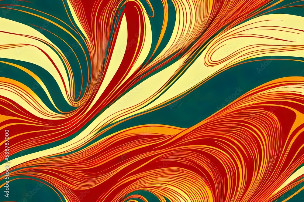 Japanese Background With Line Wave Pattern 2d Abstract Art Template With Curve Pattern