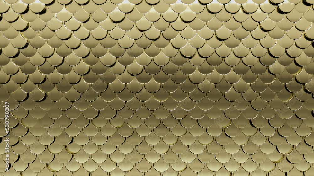 Fish Scale, Luxurious Mosaic Tiles arranged in the shape of a wall. 3D ...