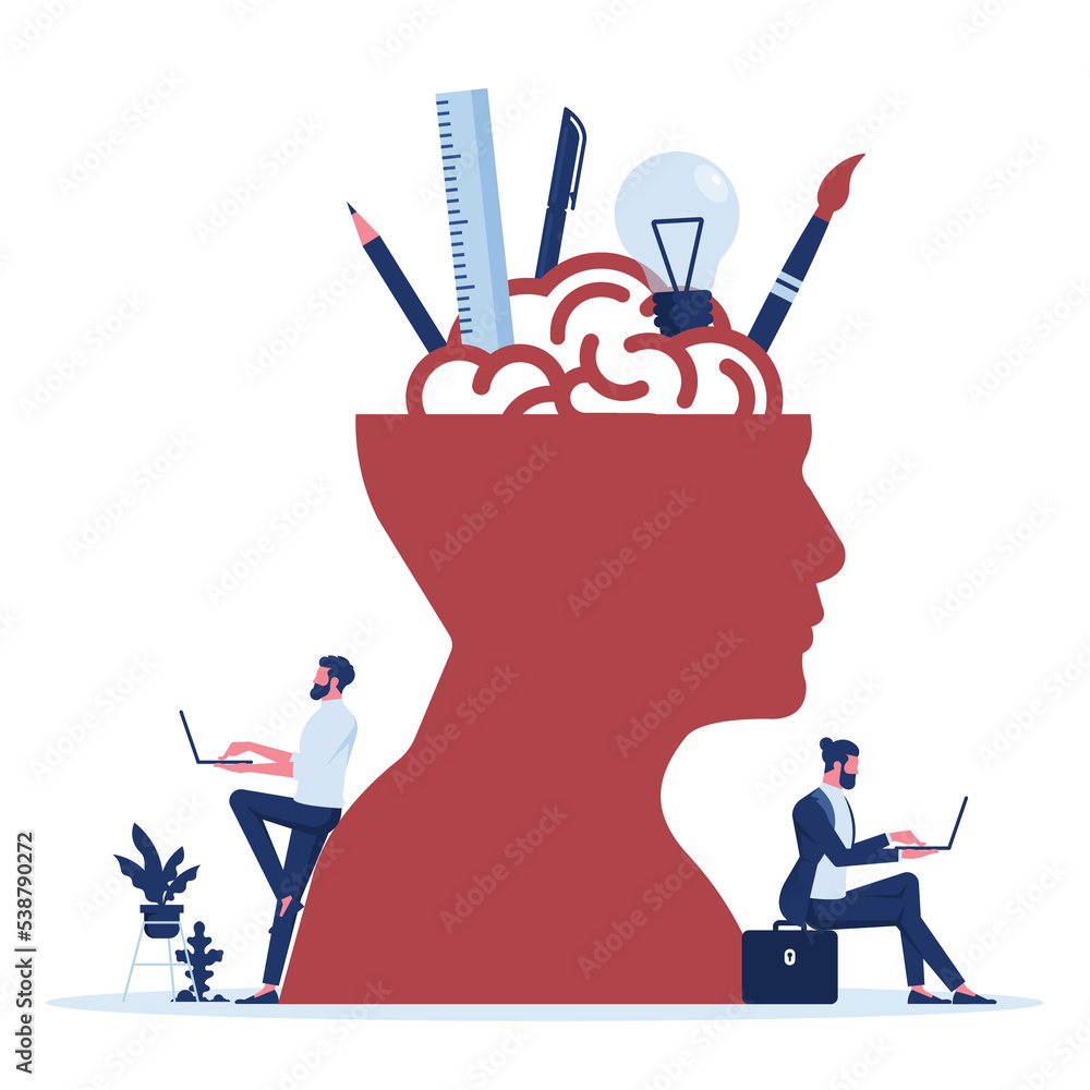 Symbol of Open Mind, New Skills and Creative Abilities. Head profile ...