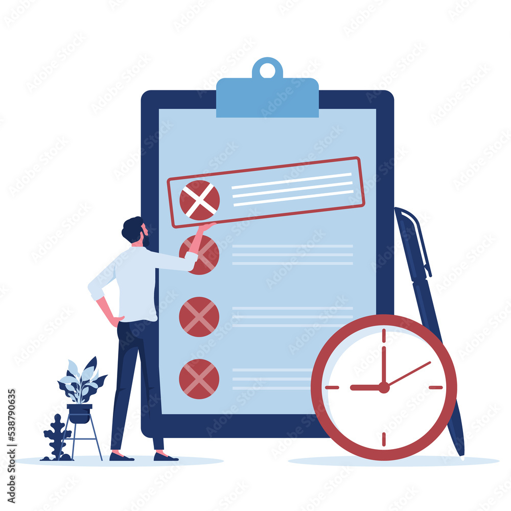 Task management, project Manager standing near check list and planning ...