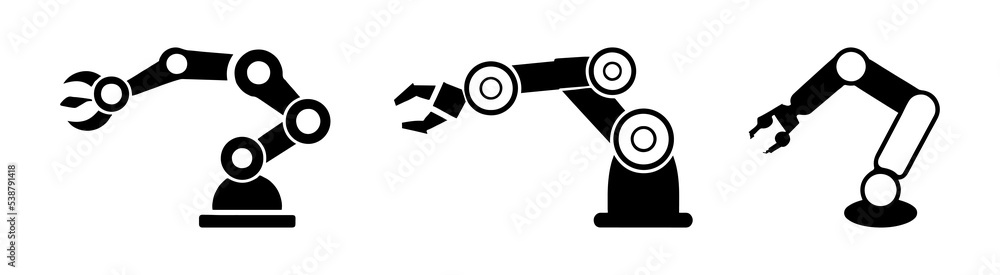Robotic hand manipulator silhouette symbol icon. Robot limb logo. Robot ...