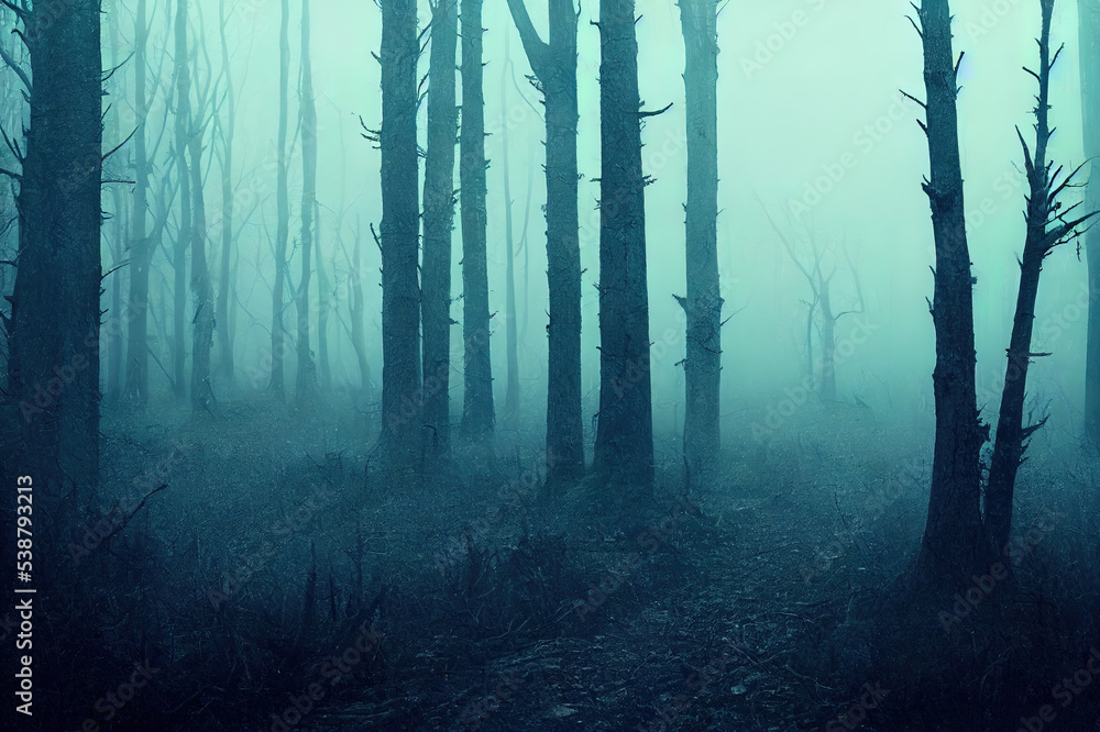 very mysterious and desolate atmosphere on a gloomy day in the dark ...
