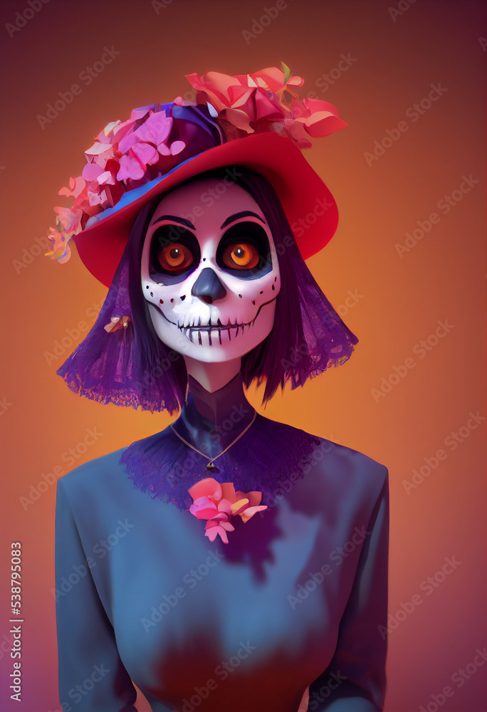 Catrina Tim Burton 3D type. Catrina in a cartoon style. Catrina with ...