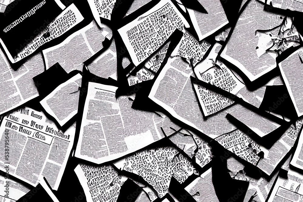 Abstract seamless pattern with chaotic layering of newspaper text ...
