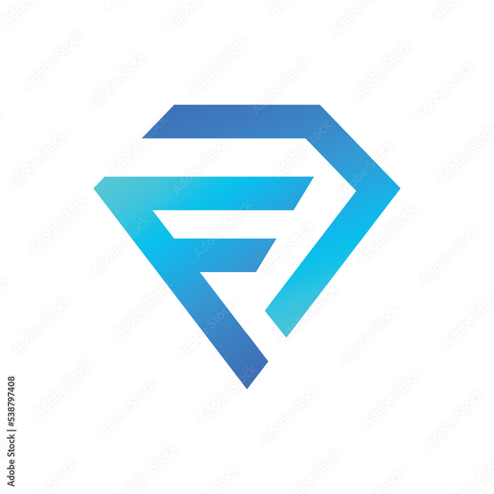 Letter F logo design with diamond icon. Diamond logo design with letter ...