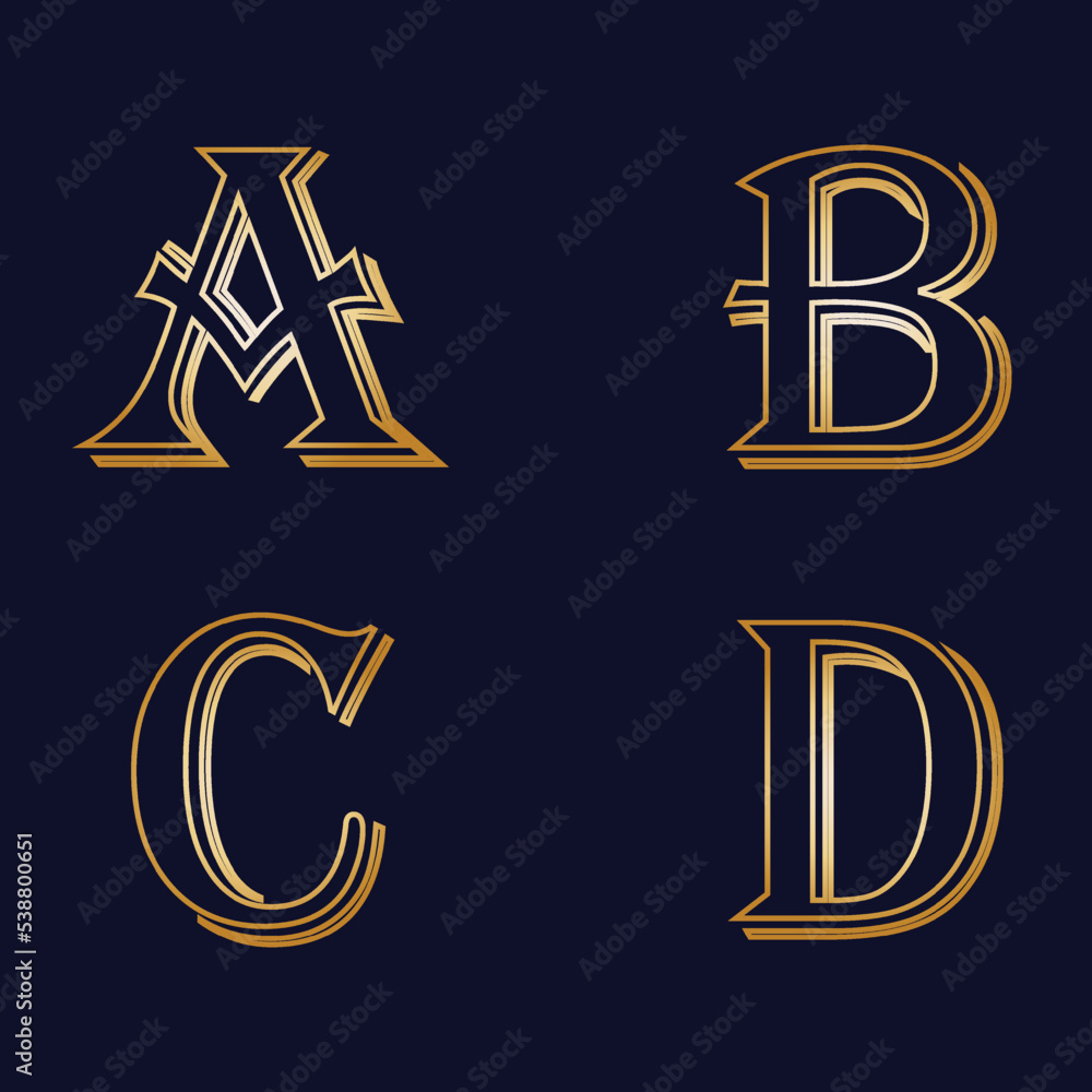 ABCD font outline Wallpaper Art Vector Stock Vector | Adobe Stock