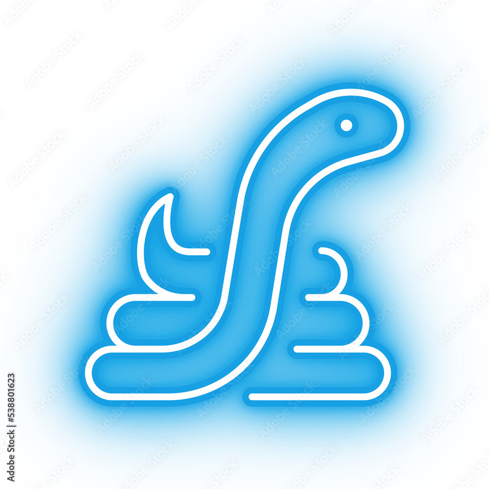 Neon blue snake icon, glowing python icon on transparent background ...