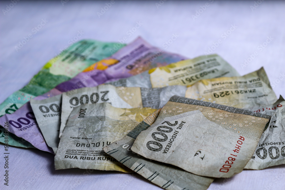 Indonesian rupiah banknotes, denominations of twenty thousand, ten ...