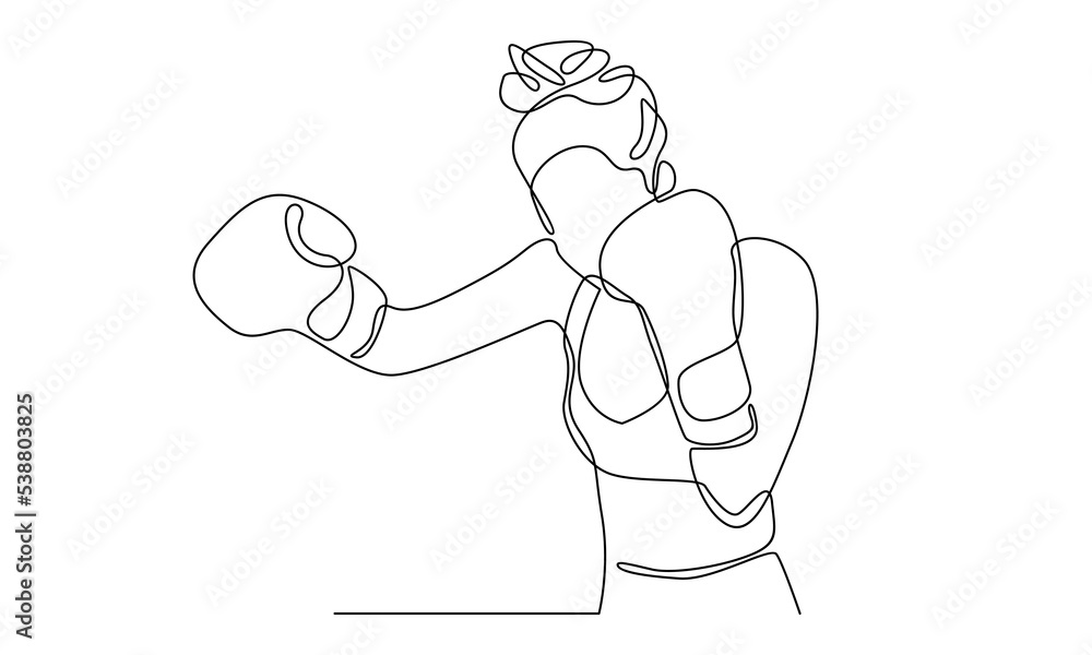 continuous line drawing of female boxing athlete Stock Vector | Adobe Stock