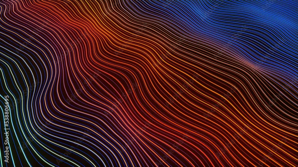 Wave glowing animated background. Fire and ice. Random motion of space ...