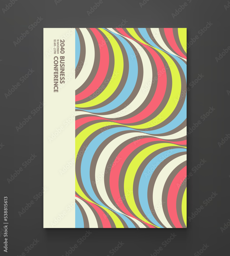 Abstract dynamic template with wavy curved ribbons. Modern cover design. 3d vector illustration ...