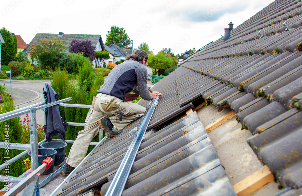 Solar Cell Installation. Preparation of Solar panel installation ...
