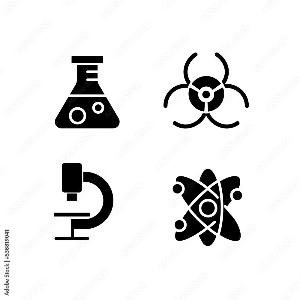 Laboratory research black glyph icons set on white space. Medical lab ...
