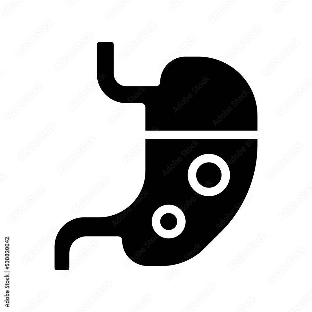 Stomach black glyph icon. Digestive system. Inner human organ ...