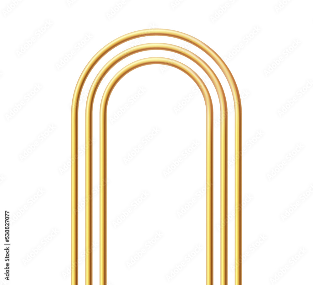 Golden realistic arch. Gold 3d arch frame. Shiny doorway. Blank portal ...