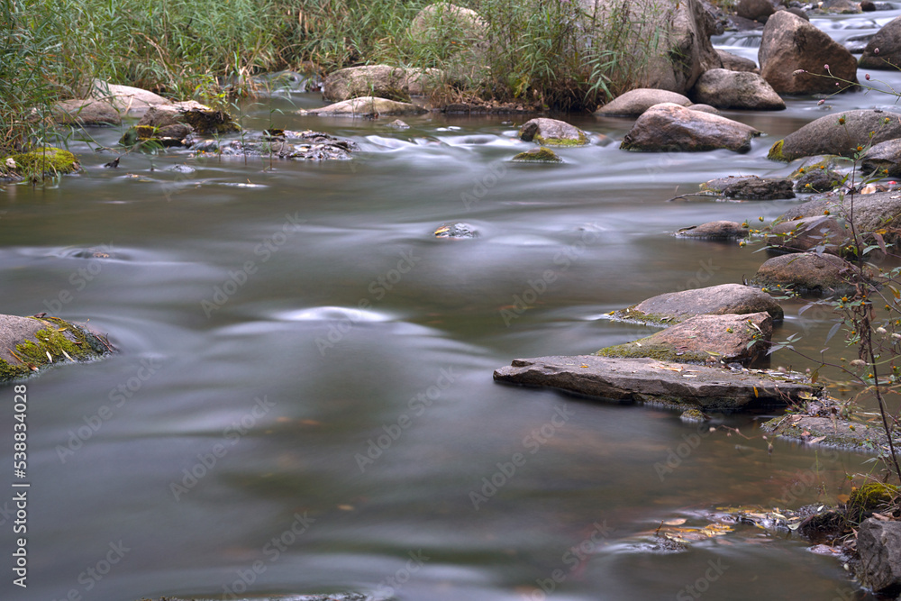 The flow of mountain spring water in mountain streams in beijing Stock ...