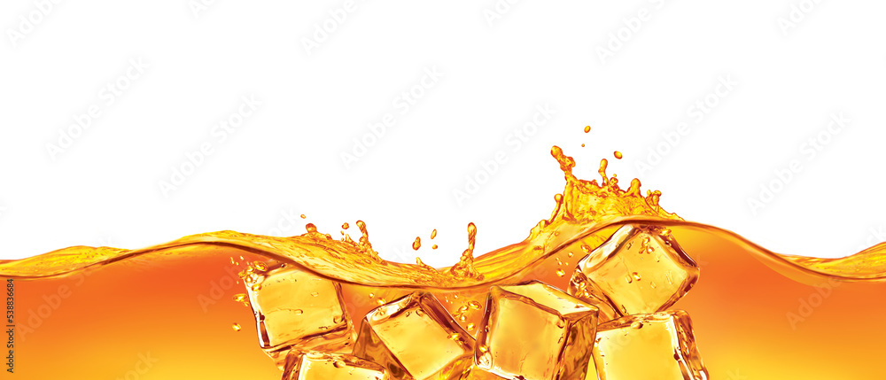 ICE TEA SPLASH, ICE, ILLUSTRATION, isolated on white background ...