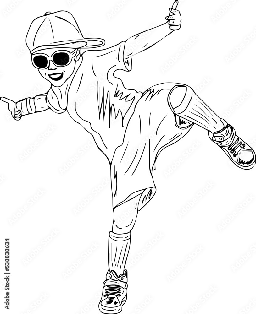 Kids Hip Hop, a sketch drawing of a child hip hop dancer, a child hip ...