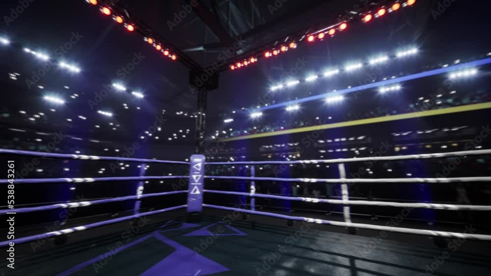 empty boxing arena with crowd animation. High quality 4k footage render ...