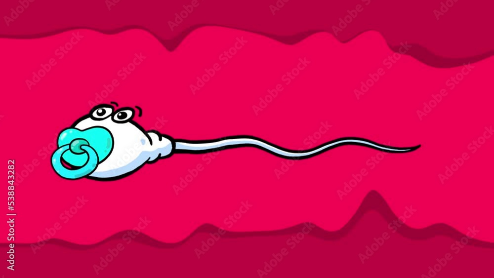 Sperm cell cartoon animated character with a blue teat isolated ...