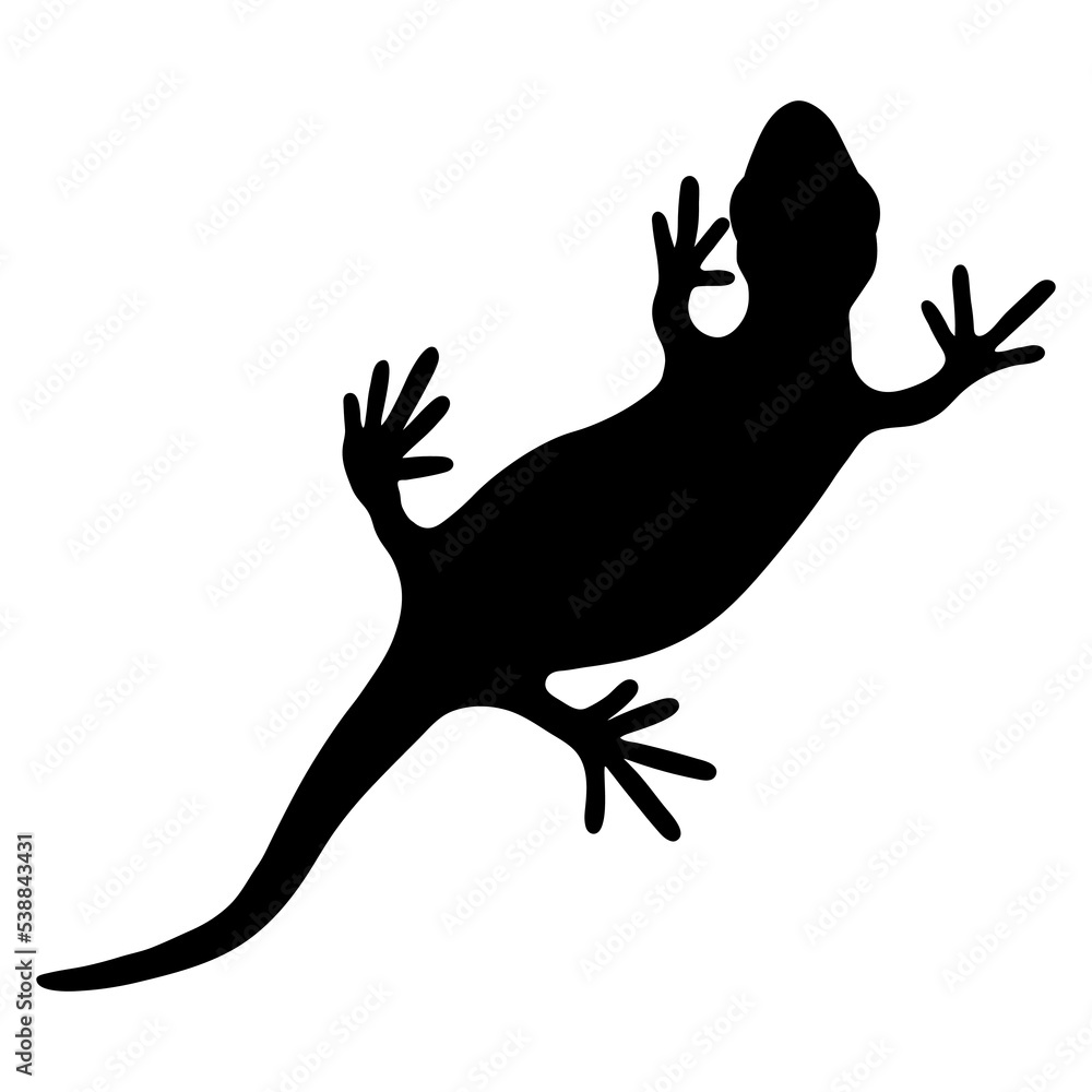 Lizard Reptile Gecko Black Silhouette Vector Illustration Simple Black 0110