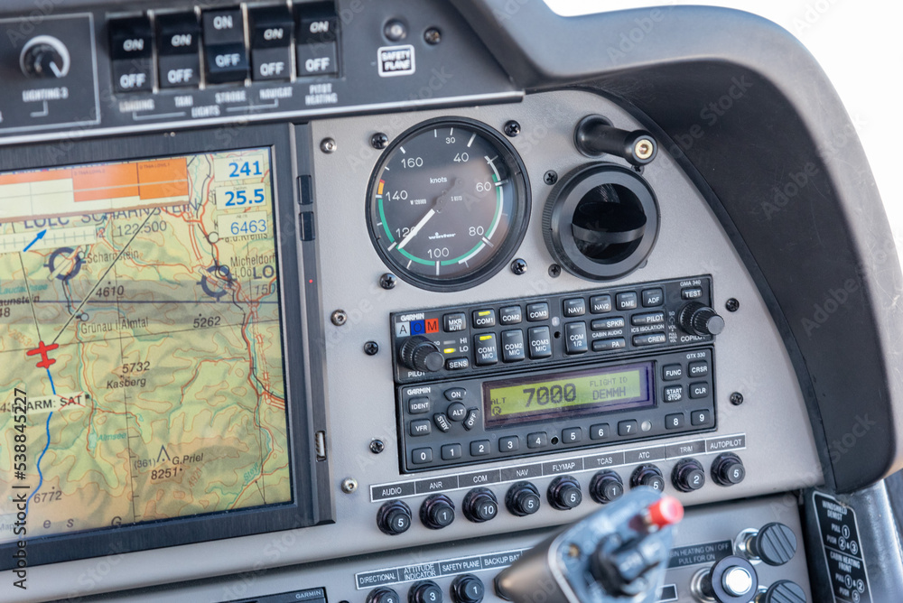 cockpit instruments of a Robin 155 cdi plane Stock Photo | Adobe Stock