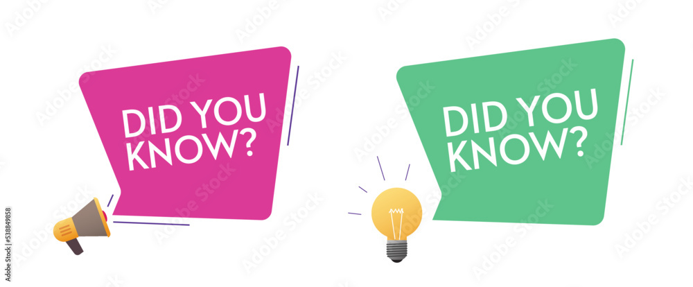 Did you know icon fact bubble inform vector question flat cartoon ...