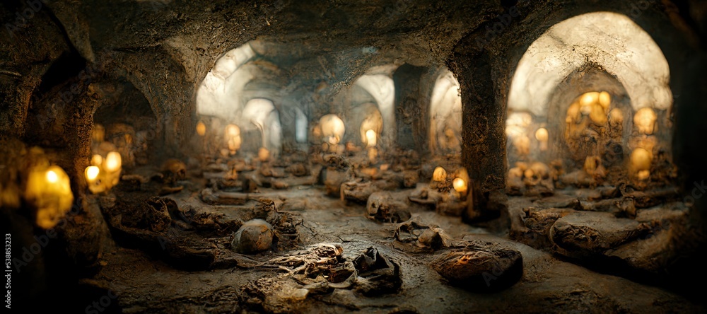 Catacombs - Graveyard Landscape - Digital Art, 3D Render, Concept Art ...