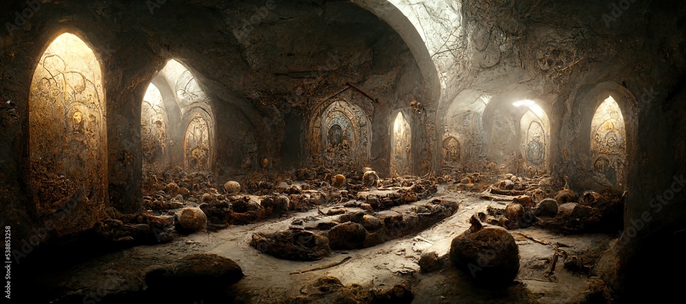 Catacombs - Graveyard Landscape - Digital Art, 3D Render, Concept Art ...
