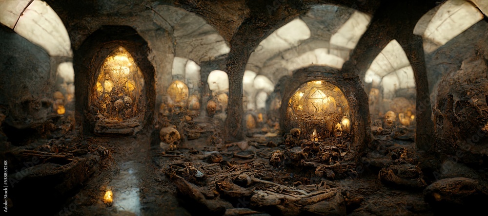 Catacombs - Graveyard Landscape - Digital Art, 3D Render, Concept Art ...