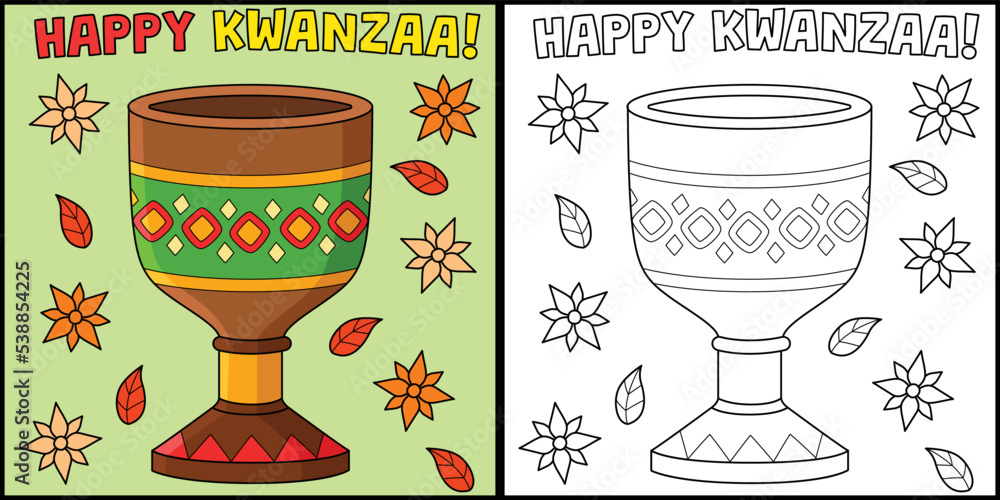 Kwanzaa Unity Cup Coloring Page Illustration Stock Vector | Adobe Stock