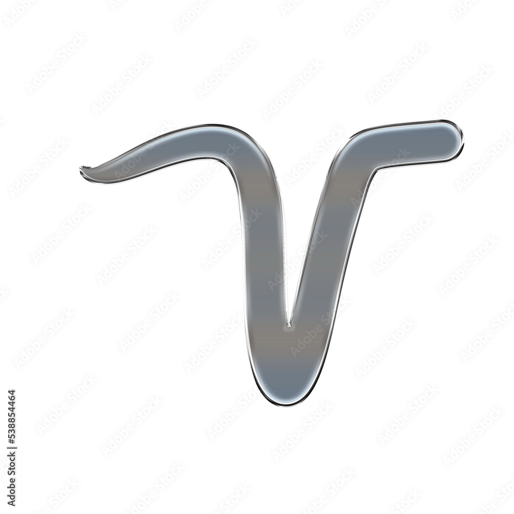 Silver Chrome Calligraphy Alphabet Letter V, Cursive V Stock ...