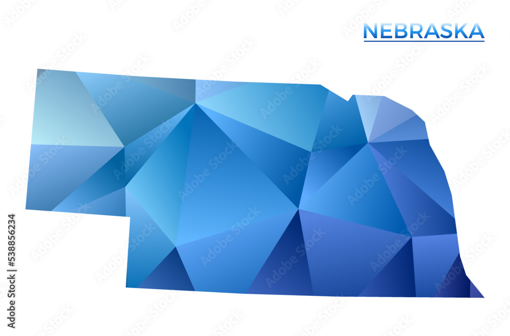 Vector polygonal Nebraska map. Vibrant geometric us state in low poly ...