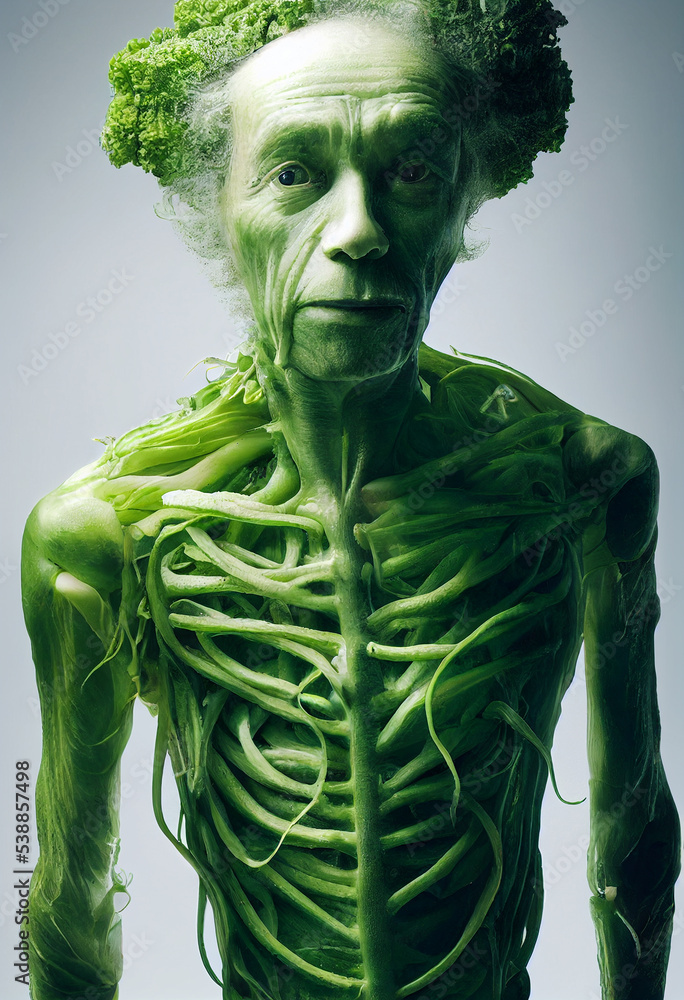 Old man made from vegetables like broccoli and string beans, healthy ...