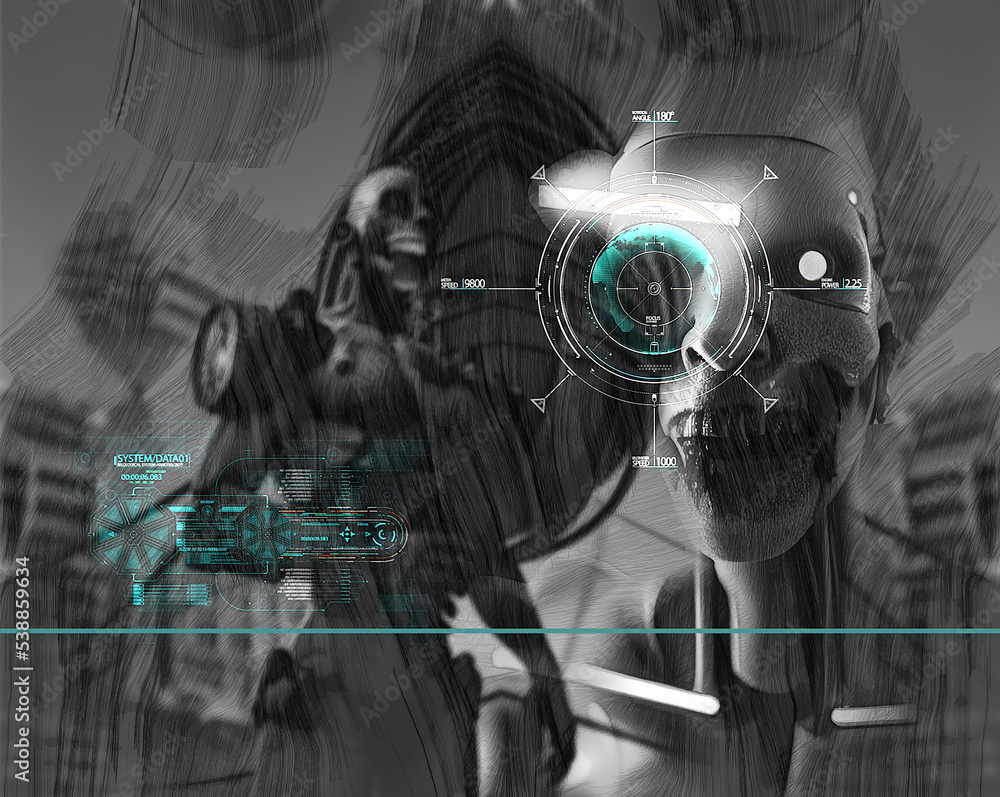 3d illustration - drawings sketch of futuristic metallic science Stock ...