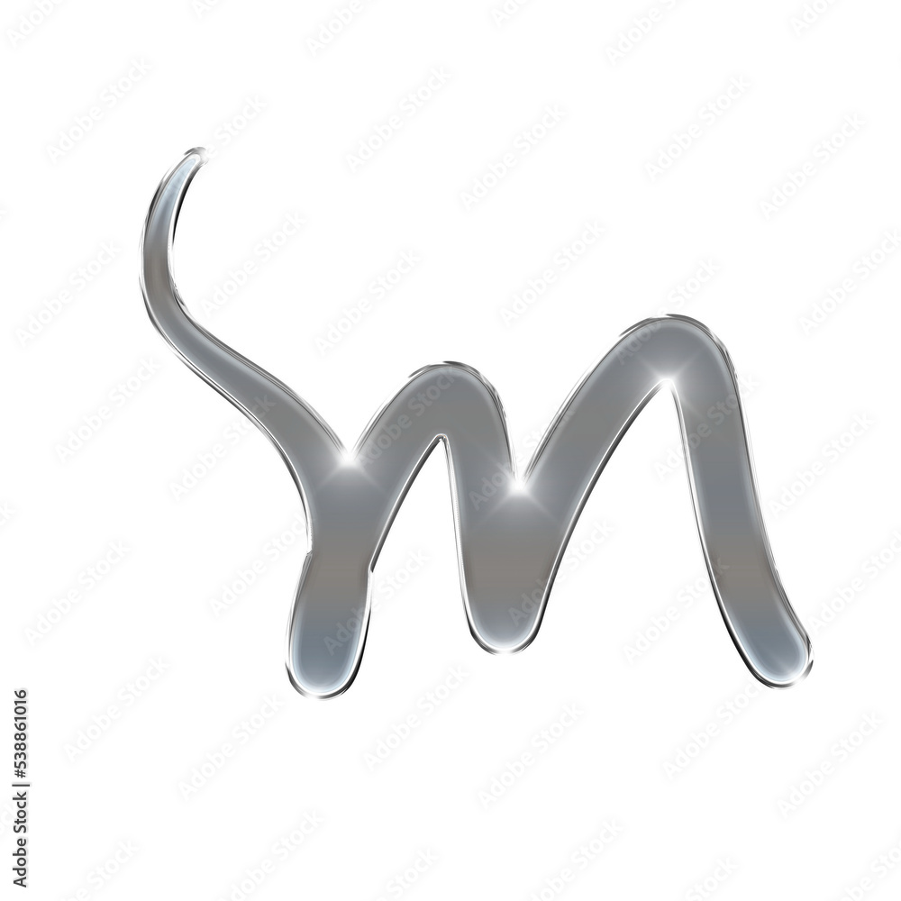 Silver Chrome Sparkles Calligraphy Alphabet Letter M, Cursive M Stock ...