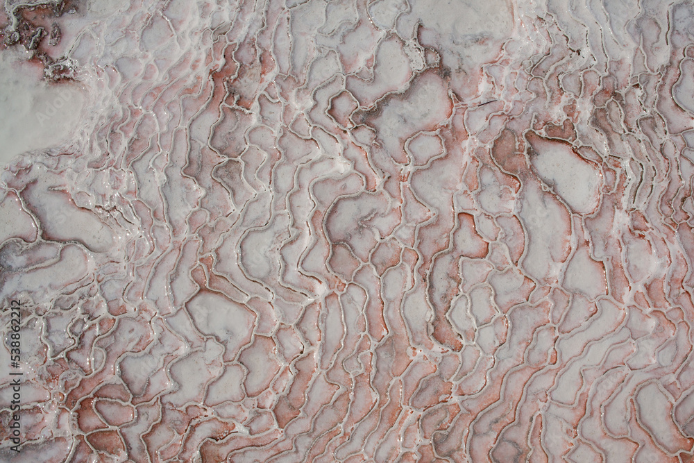 Limestone floor in Pamukkale calcium travertine in Turkey, asymmetric ...