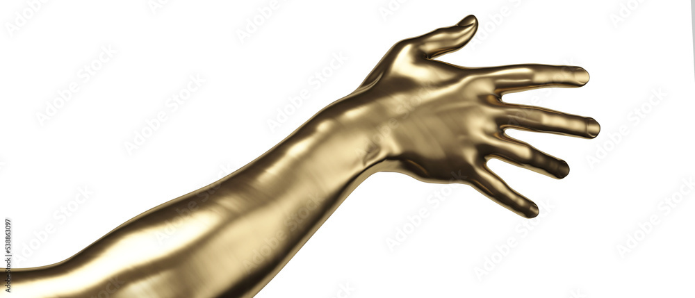 Golden open hand, metaphor for extending the hand as a sign of help and ...