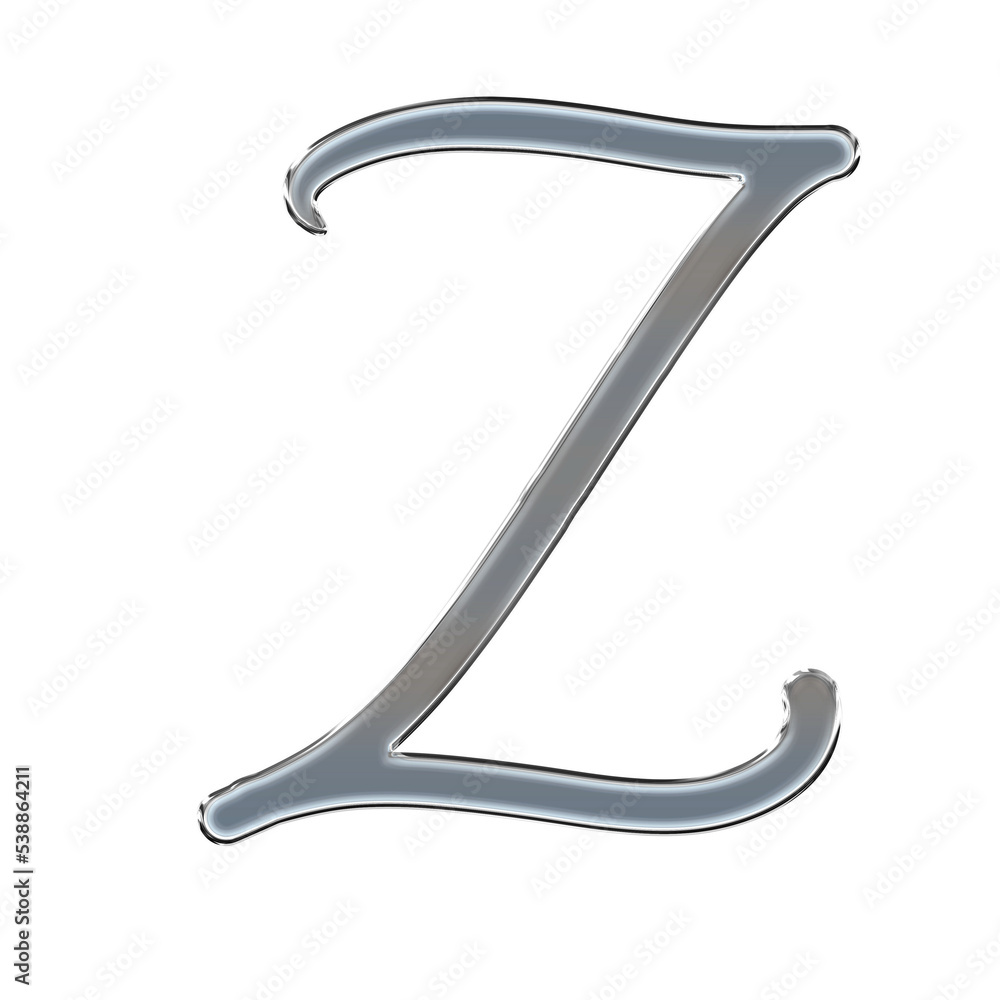 Silver Chrome Calligraphy Alphabet Letter Z, Cursive Z Stock ...