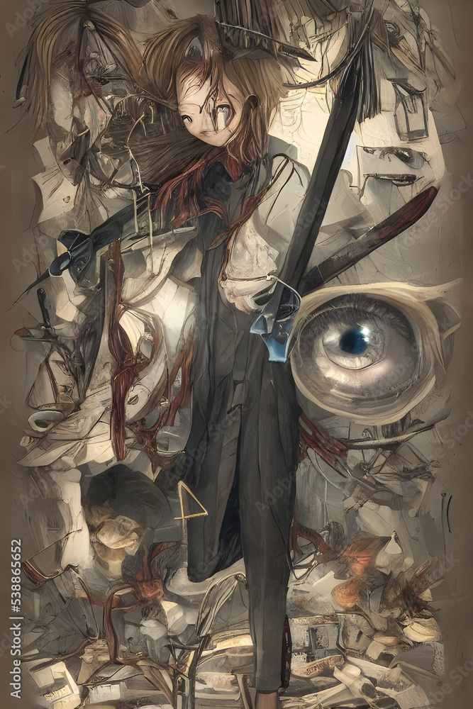 Suurealist illustration of cartoon horror monster human hybrid ...