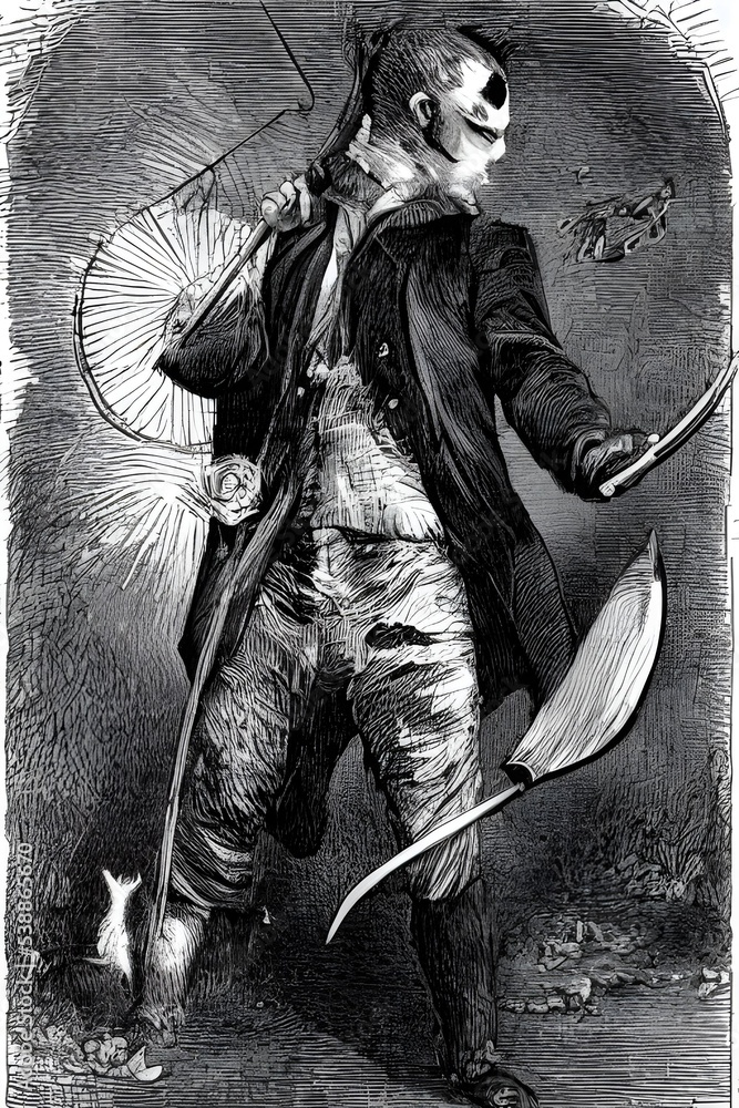 Suurealist illustration of cartoon horror monster human hybrid ...