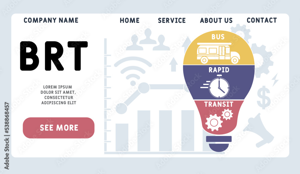 BRT - Bus Rapid Transit acronym. business concept background. vector ...