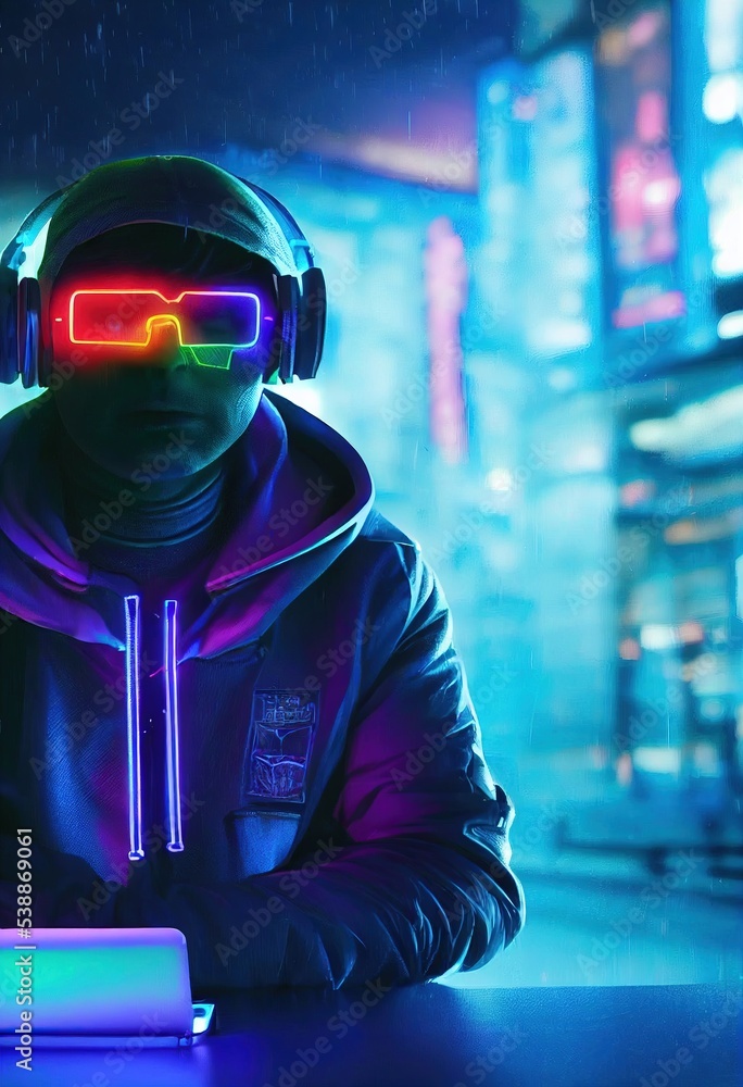 A fictional person, not based on a real person. Portrait of a hacker ...